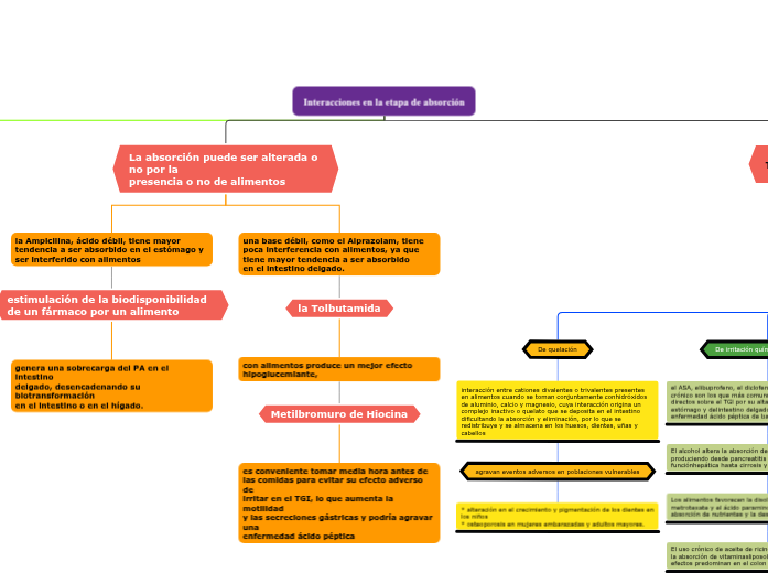 Interacciones en la etapa de absorción - Mind Map